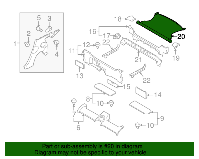 2009-2020 Nissan 370Z Luggage Cover 84982-1EA0A | Nissan Parts Plus