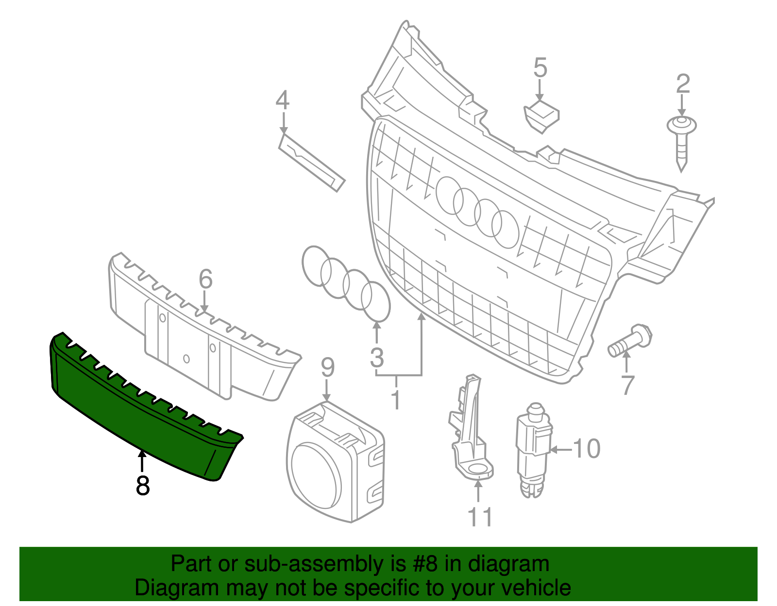 8K0-807-287-T94 - Bumper Cover Spacer Panel 2009 Audi A4 Quattro ...