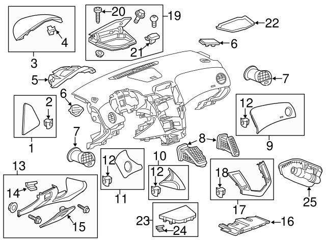 2011-2015 Chevrolet Cruze Jet Black Instrument Panel Knee Bolster ...