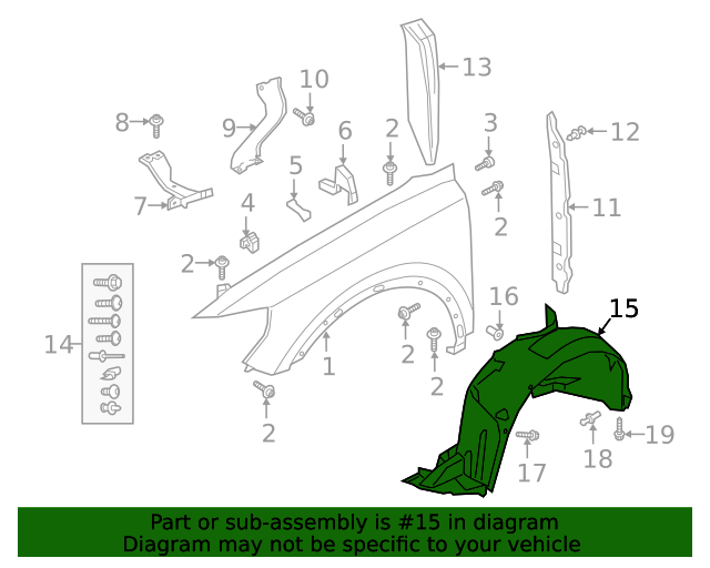 83A-821-171-C - Fender Liner 2019-2024 Audi Q3 | Audi OEM Parts