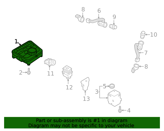 8W0-919-614-R - Infotainment Display Control Switch 2018-2019 Audi ...