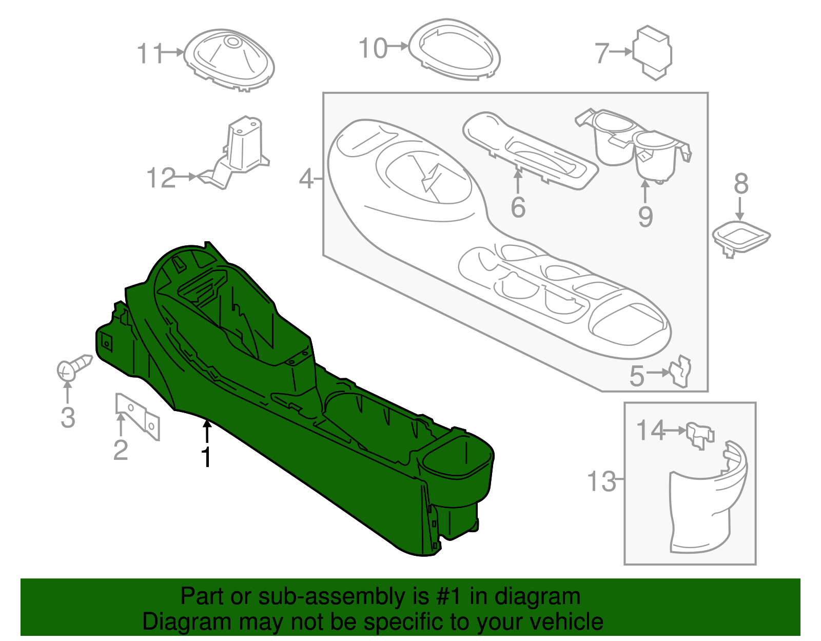 2011-2017 Nissan Juke Console Assembly 96910-1KK0A | Bill Kay Nissan Parts