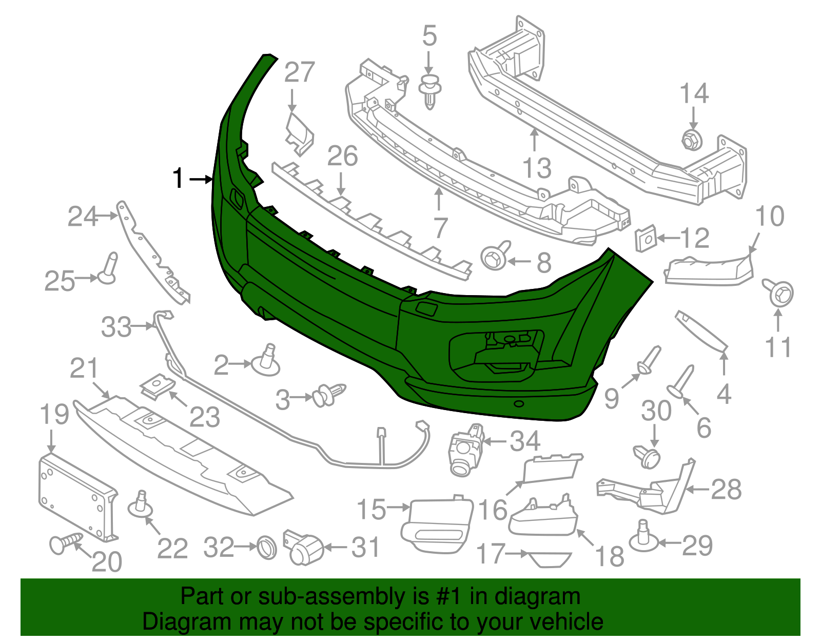 2012-2015 Land Rover Range Rover Evoque Bumper Cover LR072259 ...