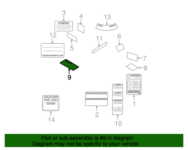 2005-2009 Subaru AC Label 73772AG02A | Subaru Parts Store