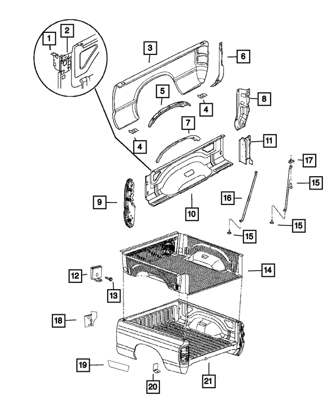 2014-2020 Ram Box Side Inner Panel, Left 68517715AA | My Mopar Parts