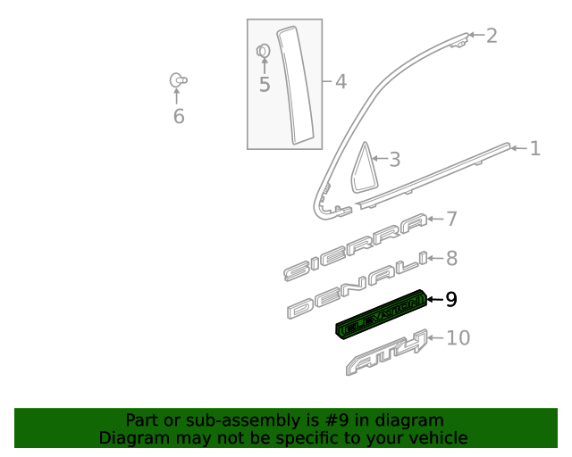 84682634 - Front Side Door Name Plate 2019-2023 GMC Sierra 1500 ...