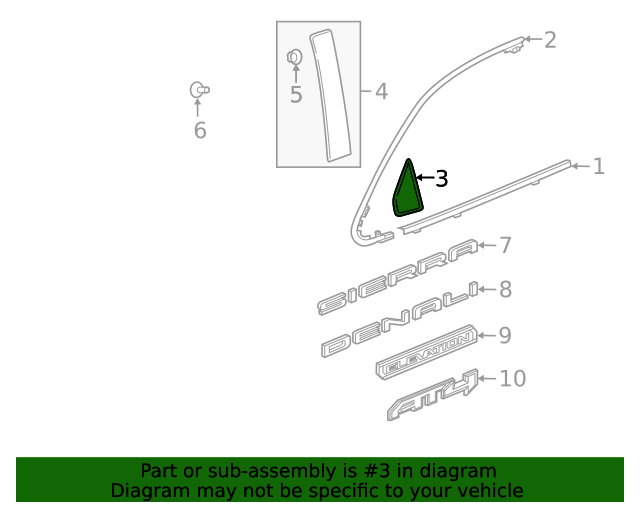 2019-2024 GM Corner Molding 84717554 GM | GMPartsDirect.com