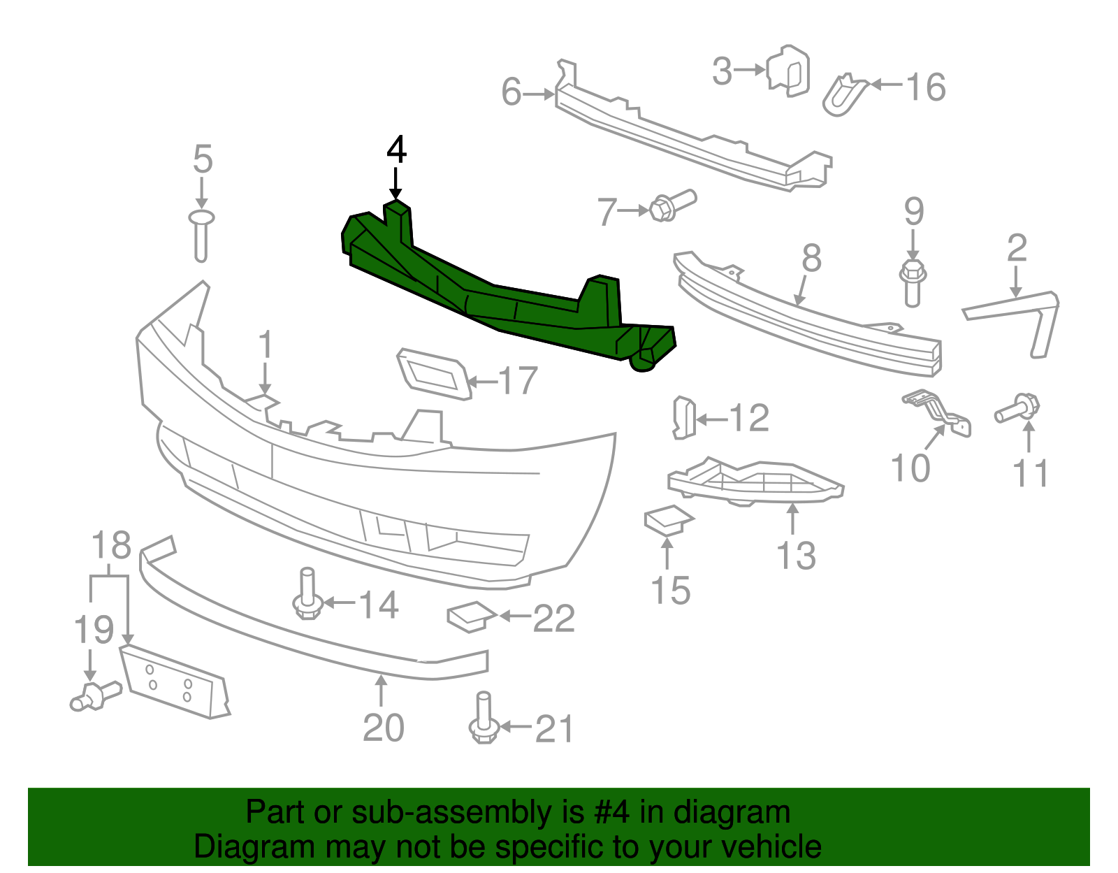 2007-2013 Cadillac Front Bumper Fascia Support 15882456 | Awesome Parts