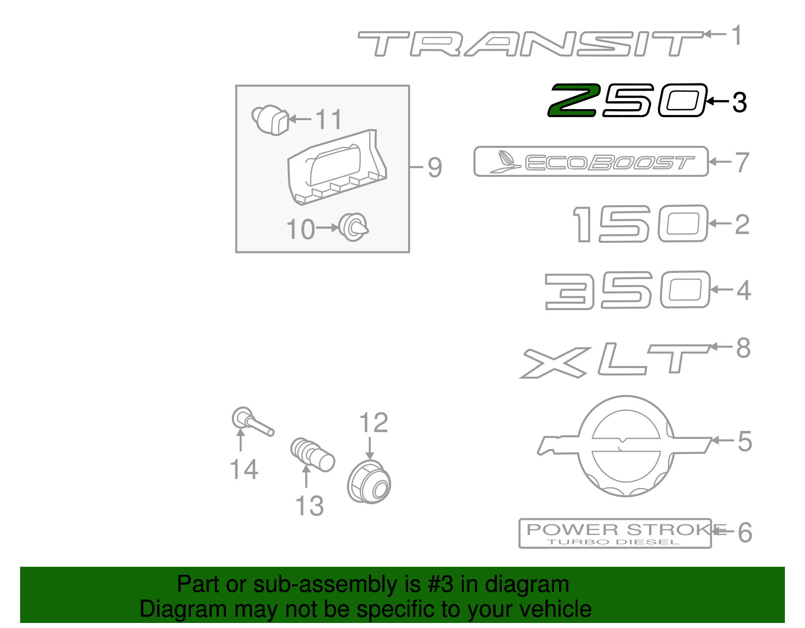 2015-2016 Ford Transit-250 Nameplate CK4Z-9942528-A | OEM Parts Online