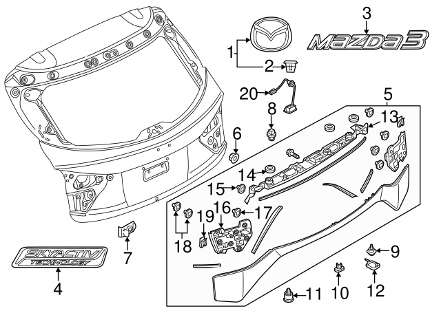 2014-2018 Mazda 3 Molding Assembly BHP3-50-810C-62 | Mazda Parts Advantage