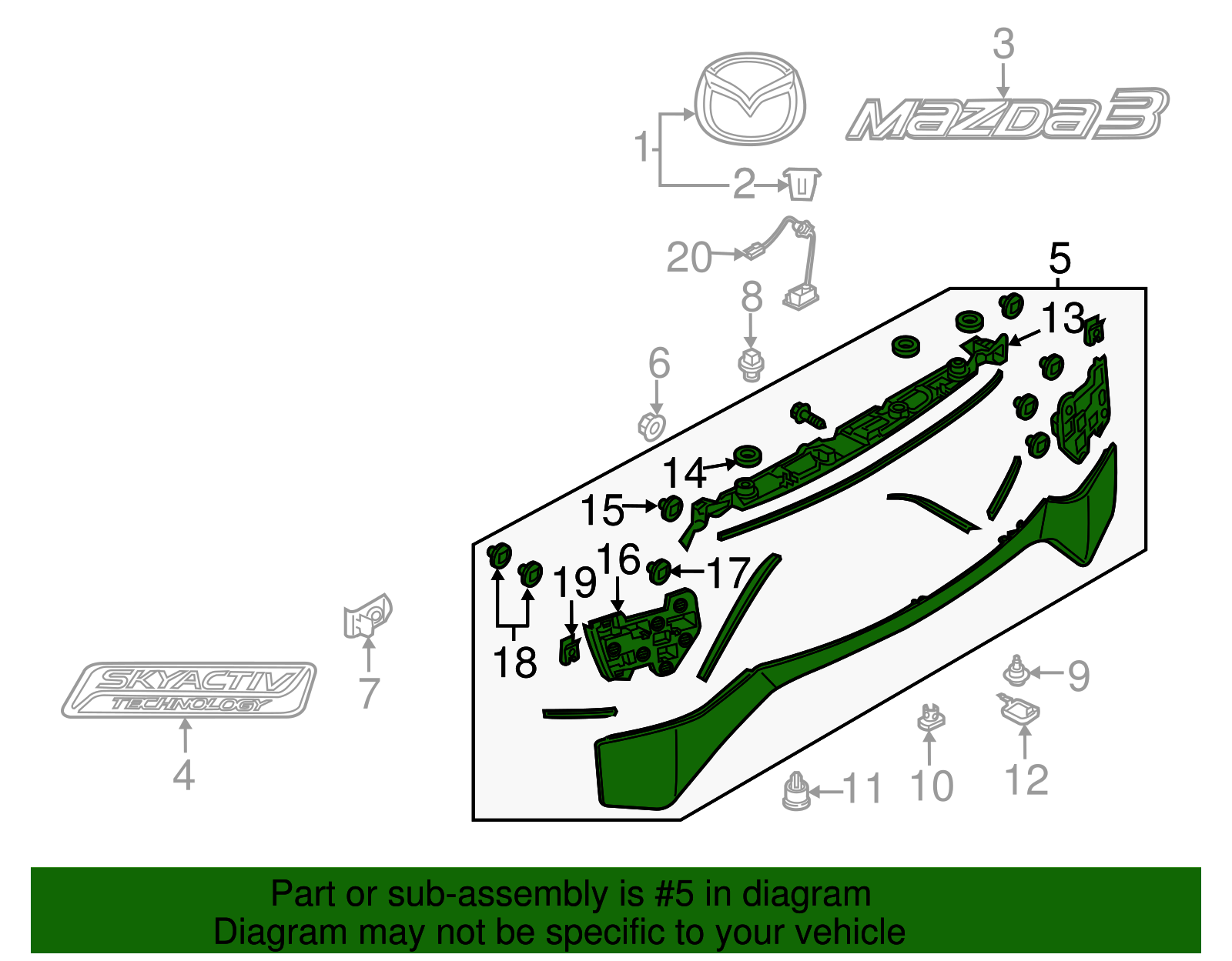 BHP3-50-810C-64 - 2014-2018 Mazda 3 - Molding Assembly | Mazda Part Direct