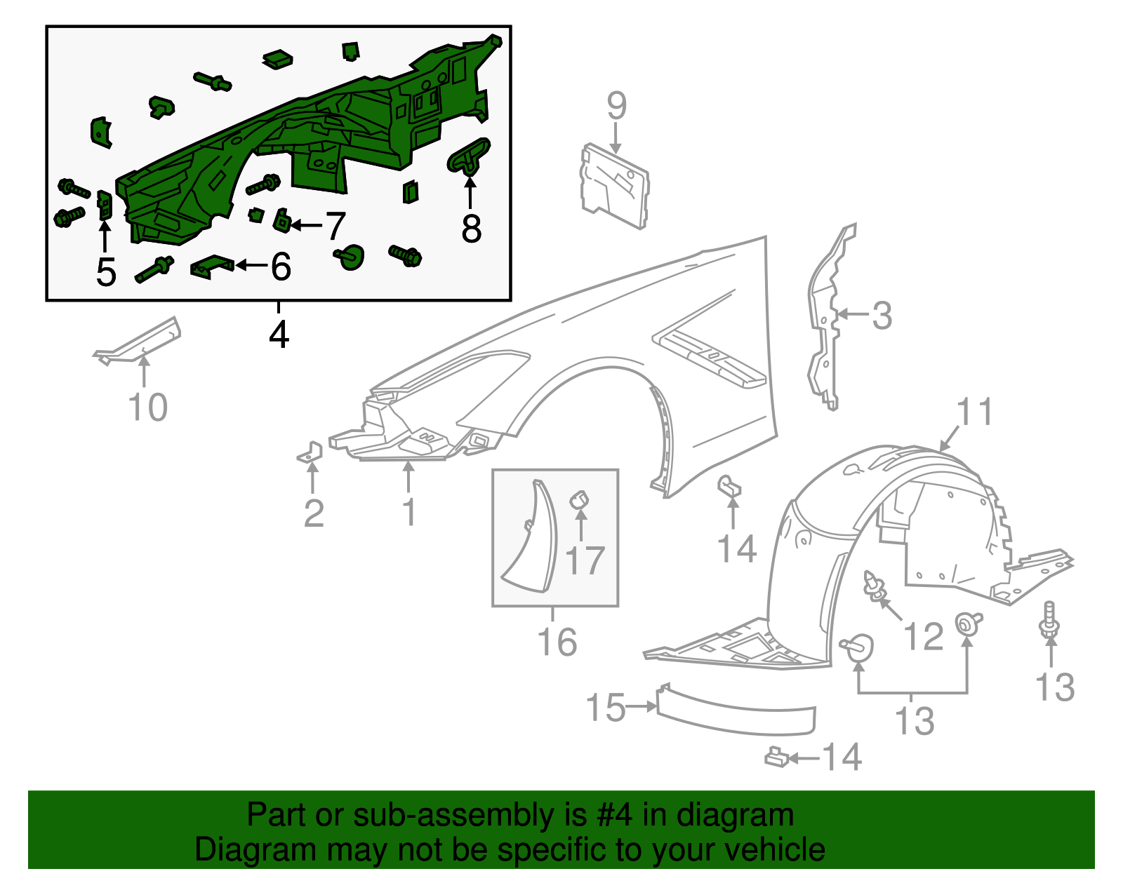 2014-2019 Chevrolet Corvette Wheelhouse Panel - Passenger Side (RH ...