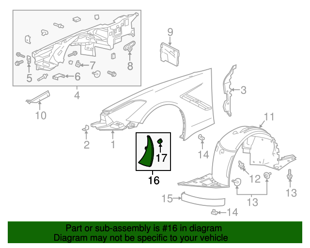 2014-2019 Chevrolet Corvette Flare Extension - Passenger Side (RH ...
