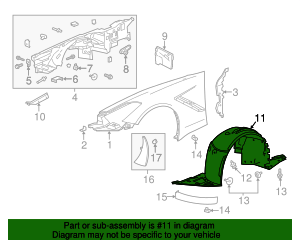2014-2019 Chevrolet Corvette Passenger Side Front Wheelhouse Liner ...