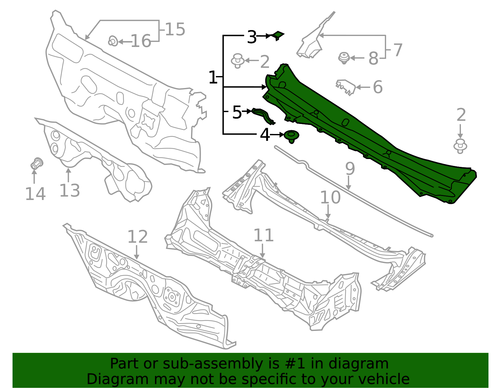2019-2024 Subaru Ascent Cowl Grille 91419XC00B | Subaru Parts Store