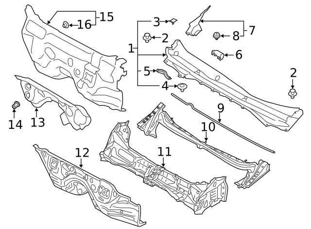 2019-2022 Subaru Ascent Cowl Grille Cover 91461XC00A | Subaru Parts Store