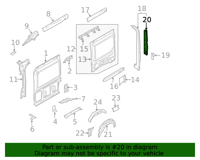 2015-2020 Ford Pillar Reinforced JK4Z-61243A47-A | TascaParts.com
