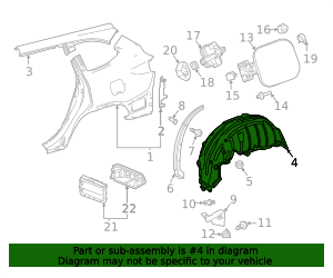 65637-0E070 - Quarter Panel Splash Shield 2020-2024 Toyota Highlander ...