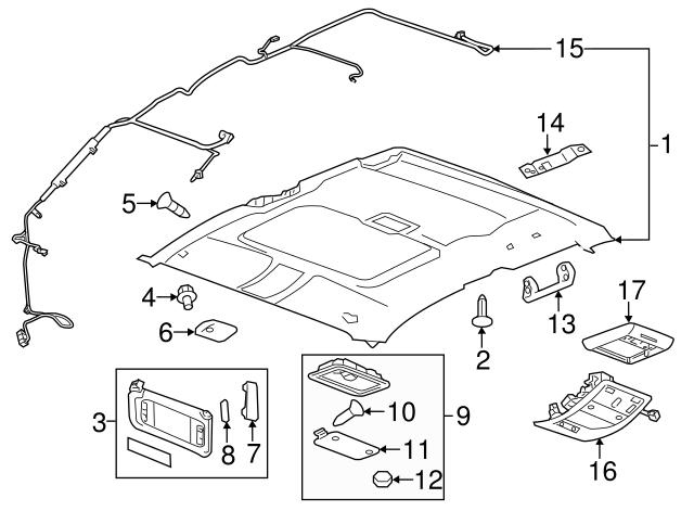 2007-2014 GM Light Opel Gray Dome and Reading Lamp 25850225 | GM Parts ...