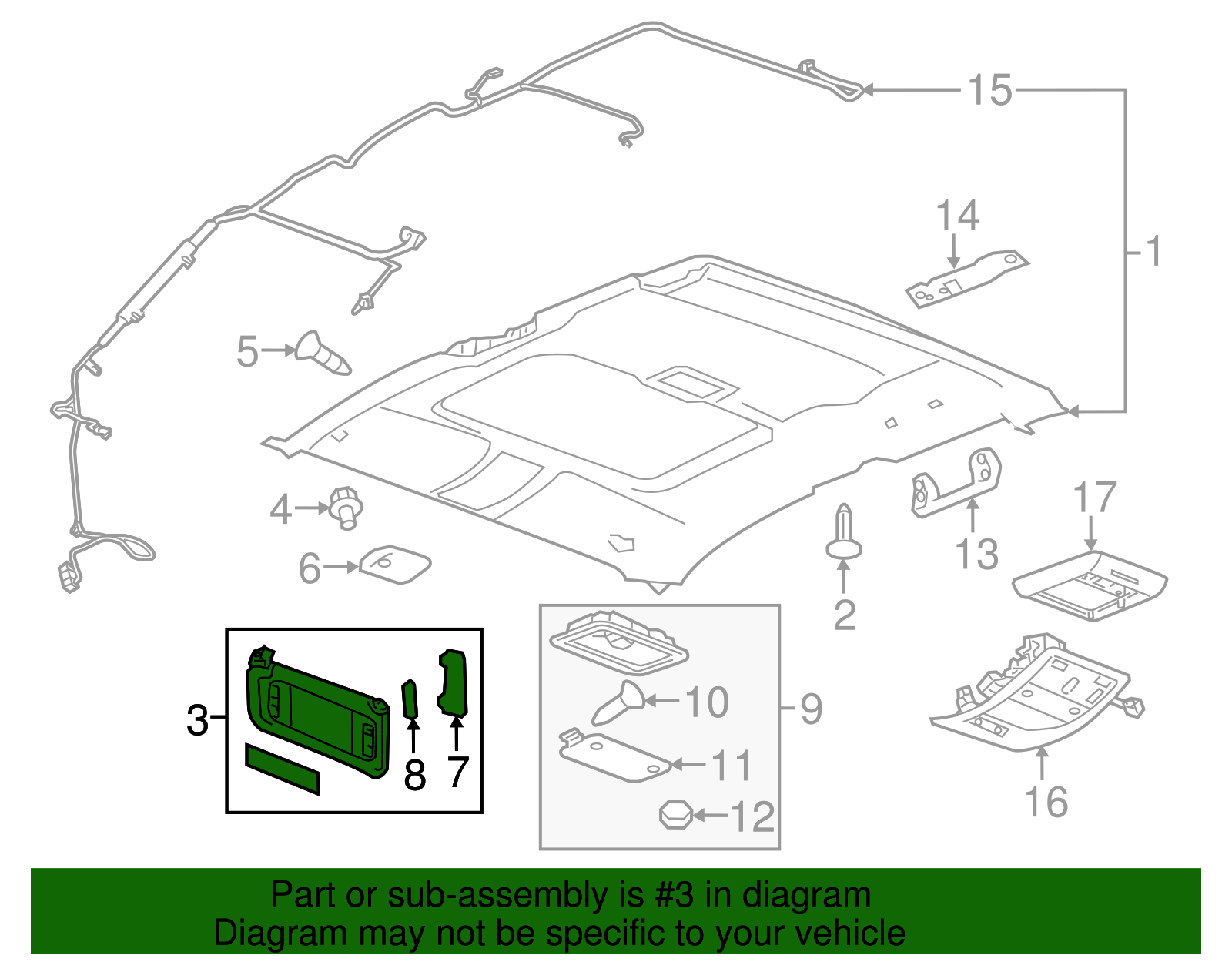 22850306 - Light Opel Gray Driver Side Sunshade 2007-2014 GM | GMPartsNow