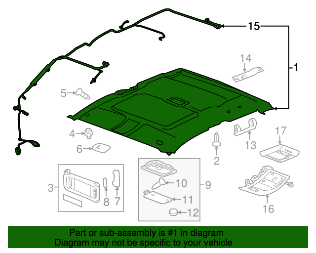 2007-2011 GM Light Opal Gray Headlining Trim Panel 19352360 GM ...