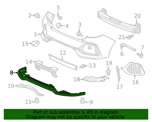 2017-2019 Honda Civic Garnish, Rear Bumper (Lower) 71502-TGG-A50 | OEM ...