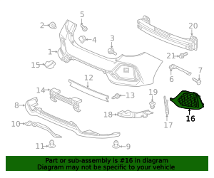 71508-TGG-A00 - Garnish L Rear Bumper Side - 2017-2019 Honda Civic ...