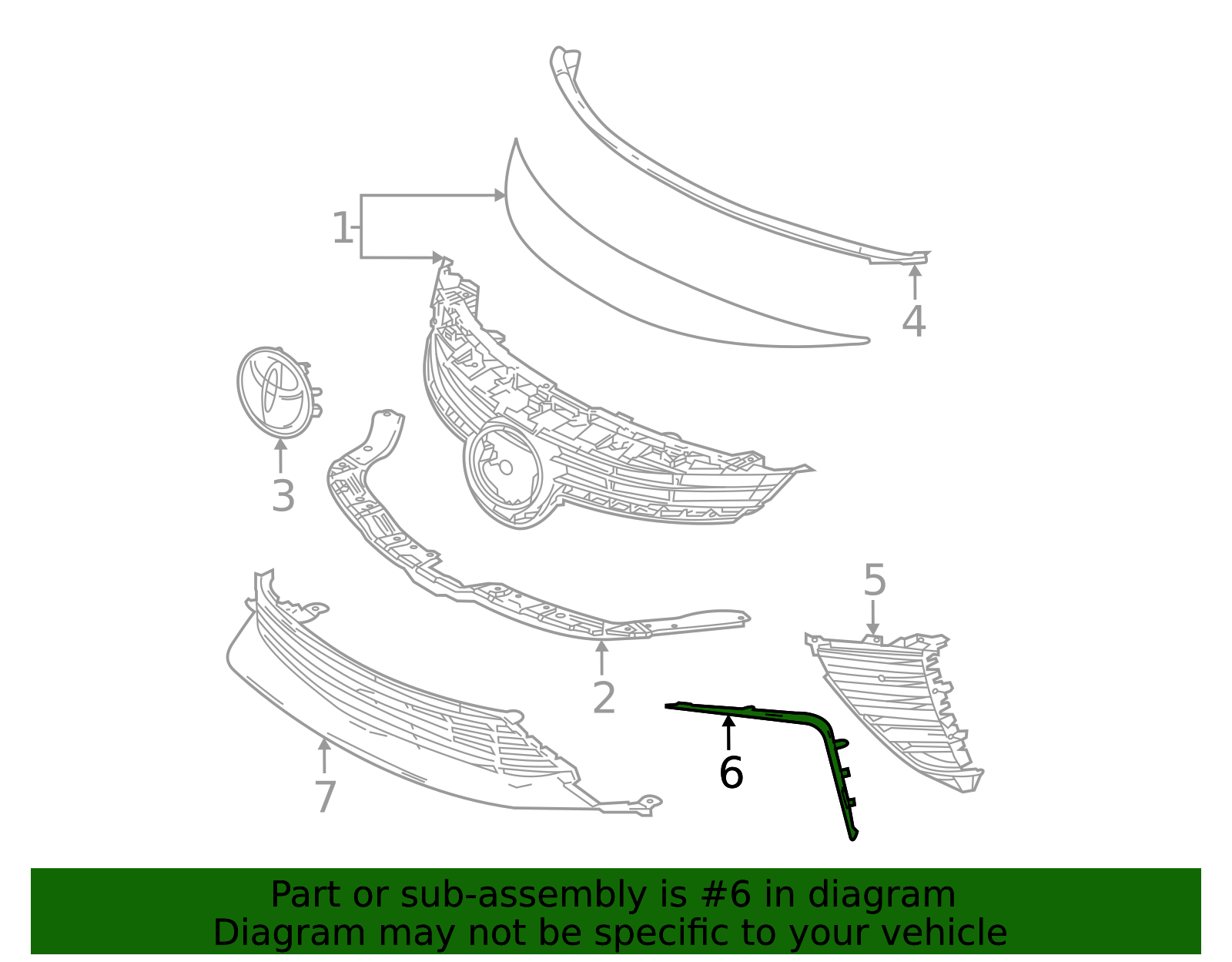 2016-2020 Toyota Mirai Molding Front Bumper - DRIVERS SIDE 52713-62010 ...
