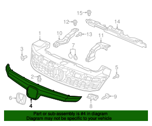 71122-TR7-A01 - Molding, Front Grille - 2012 Honda Civic | Honda Car ...