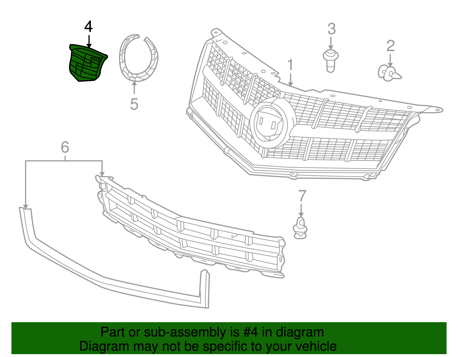 2010-2014 Cadillac Front Grille Crest Logo 20828297 | Awesome Parts