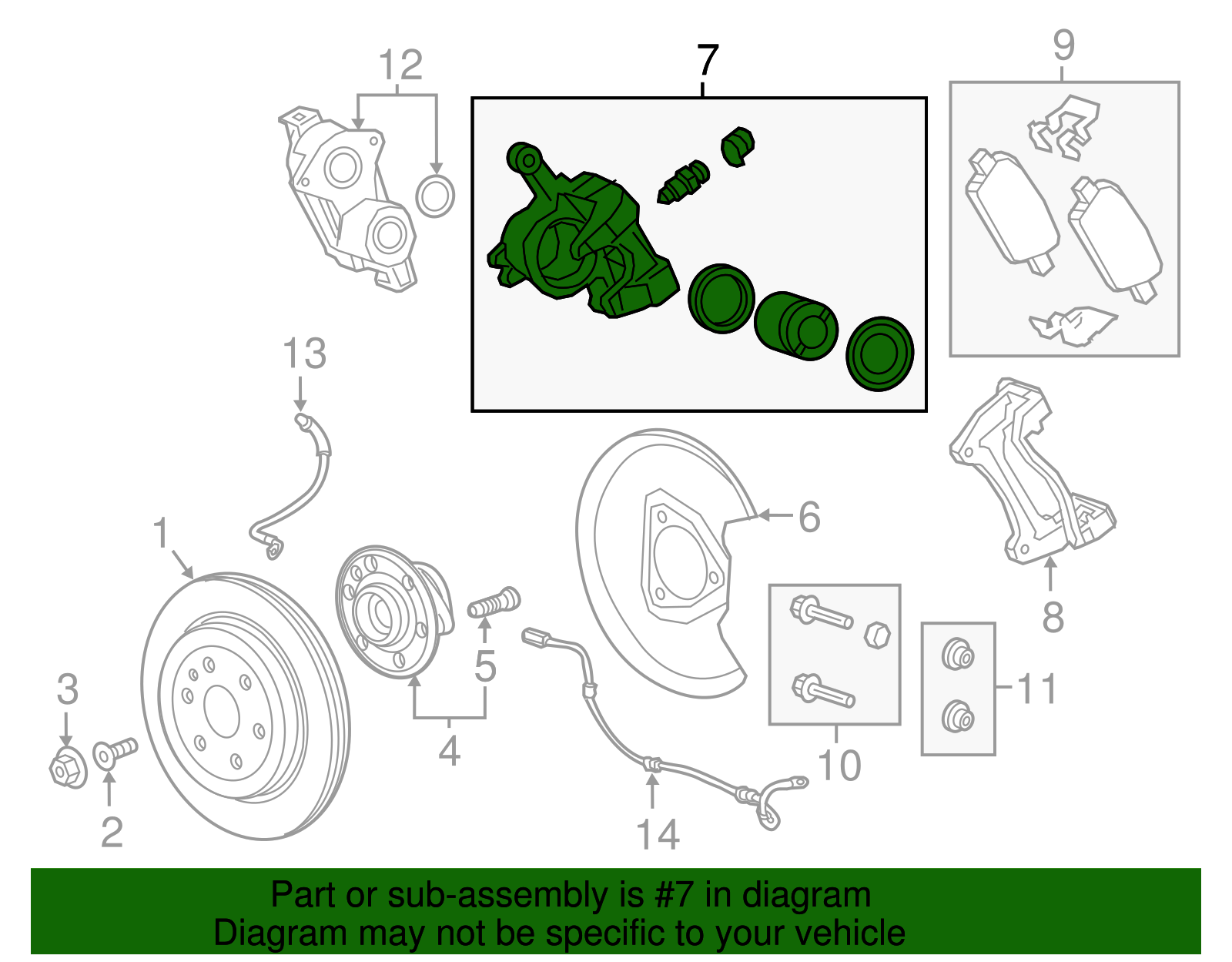 2017-2025 GM Rear Passenger Side Disc Brake Caliper Assembly (Replaces ...