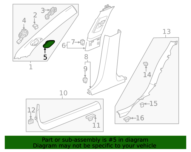2020-2022 Cadillac CT5 Black Passenger Side A-Pillar Trim Panel Speaker ...