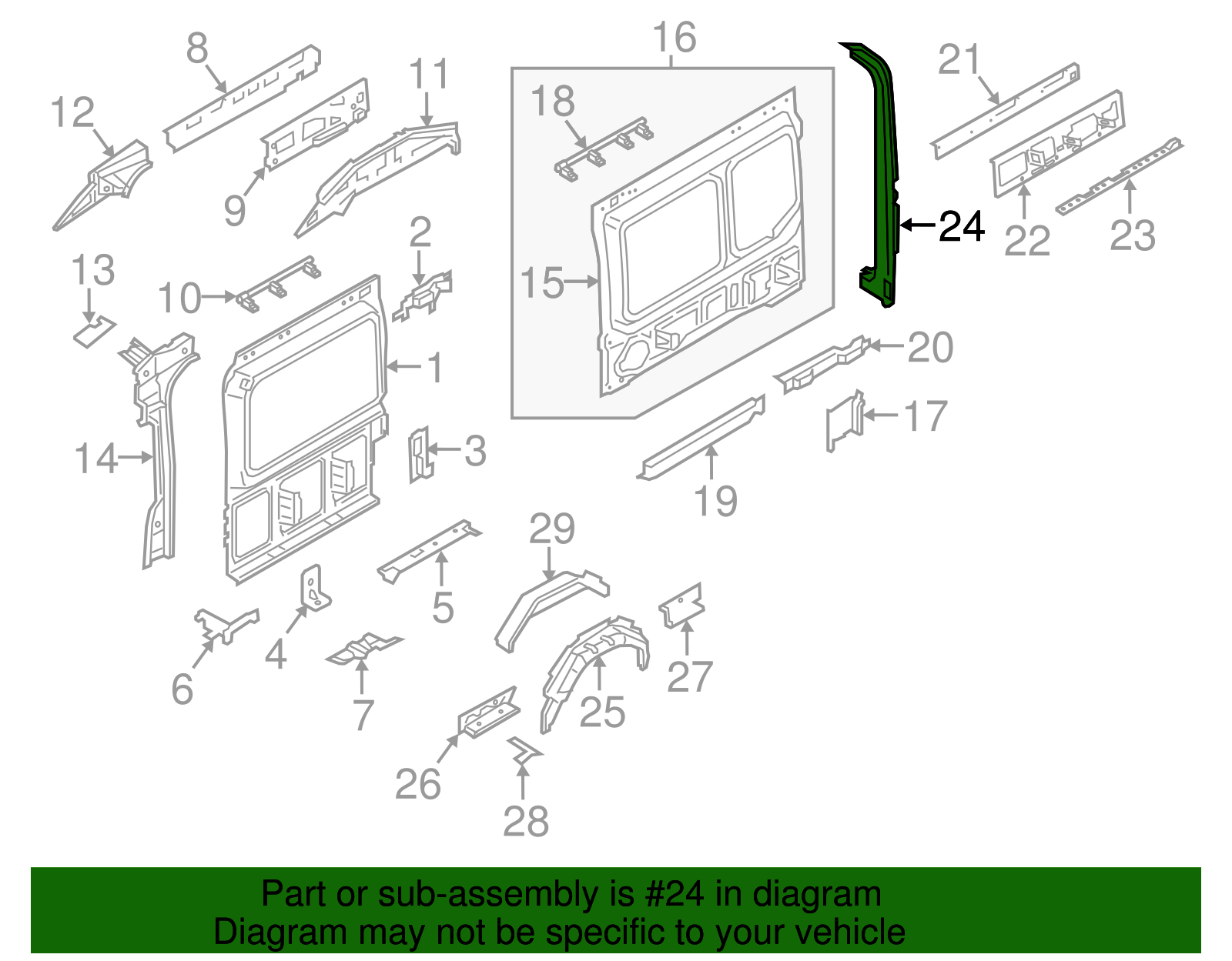 CK4Z-6141058-B - Body D-Pillar Reinforcement 2015-2024 Ford | Big 3 ...