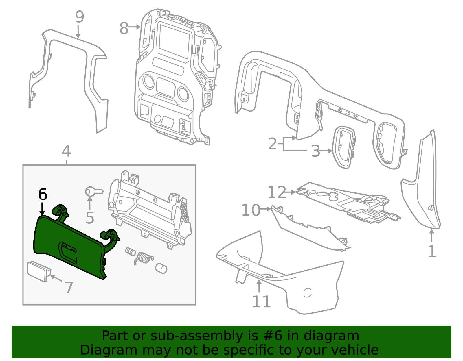 2022-2025 GM Black Instrument Panel Compartment Door 85121719 GM ...