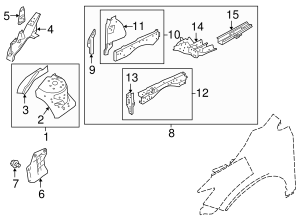 F4113-5AAMA - Fender Apron Reinforcement - 2015-2020 Nissan Murano ...