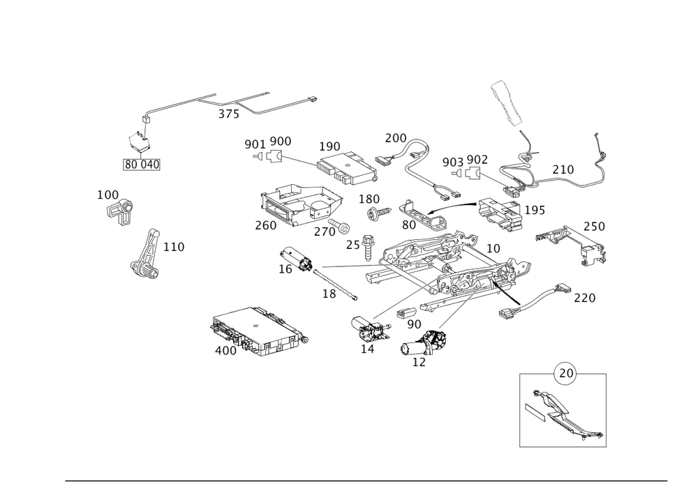 171-910-55-36 - Seat Adjuster - 2005-2011 Mercedes-Benz | Buy Mercedes Parts Now