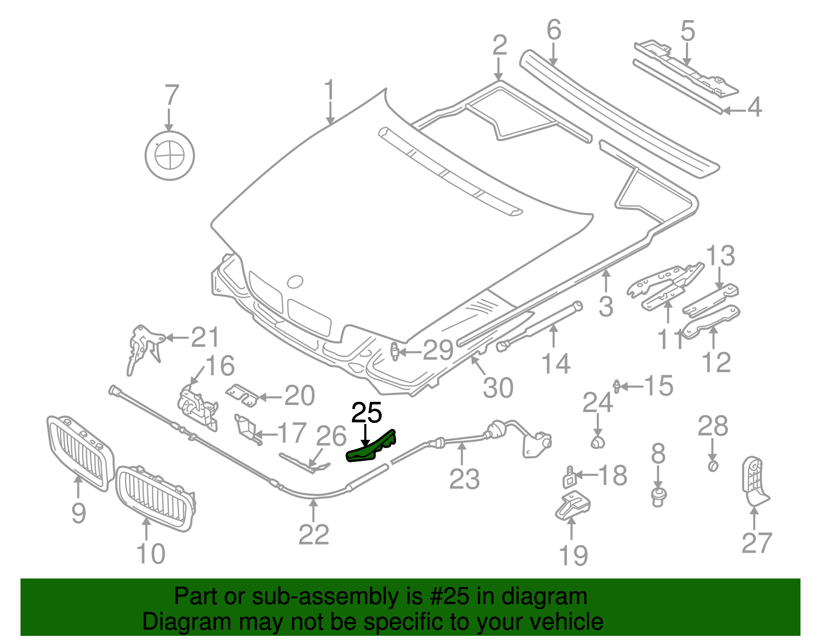 51238186898 - 1995-2001 BMW Release Cable Cover (51-23-8-186-898) | BMW ...