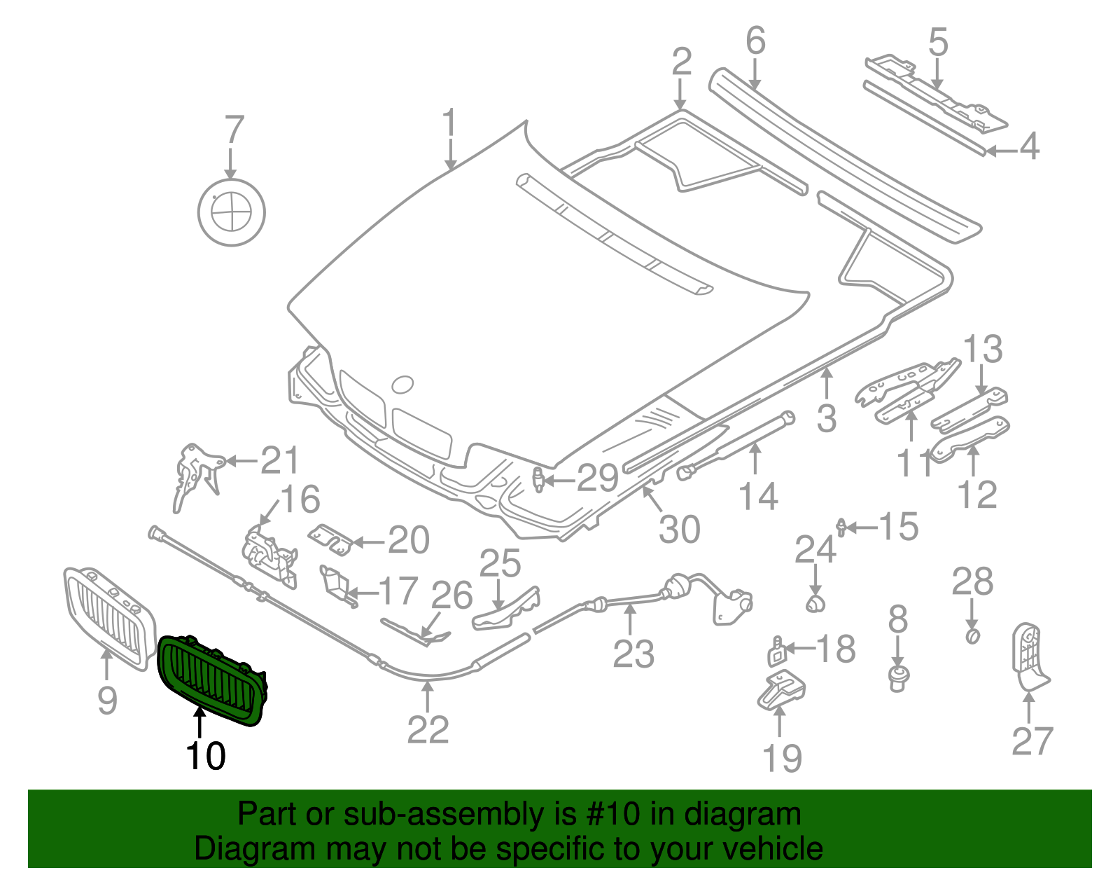 Genuine BMW 51-13-8-125-811 | Grille | FREE Shipping on Most Orders ...