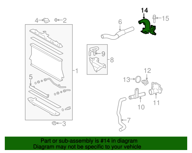 2006-2010 Toyota Highlander Water Outlet 16331-20080 | Toyota Parts Center