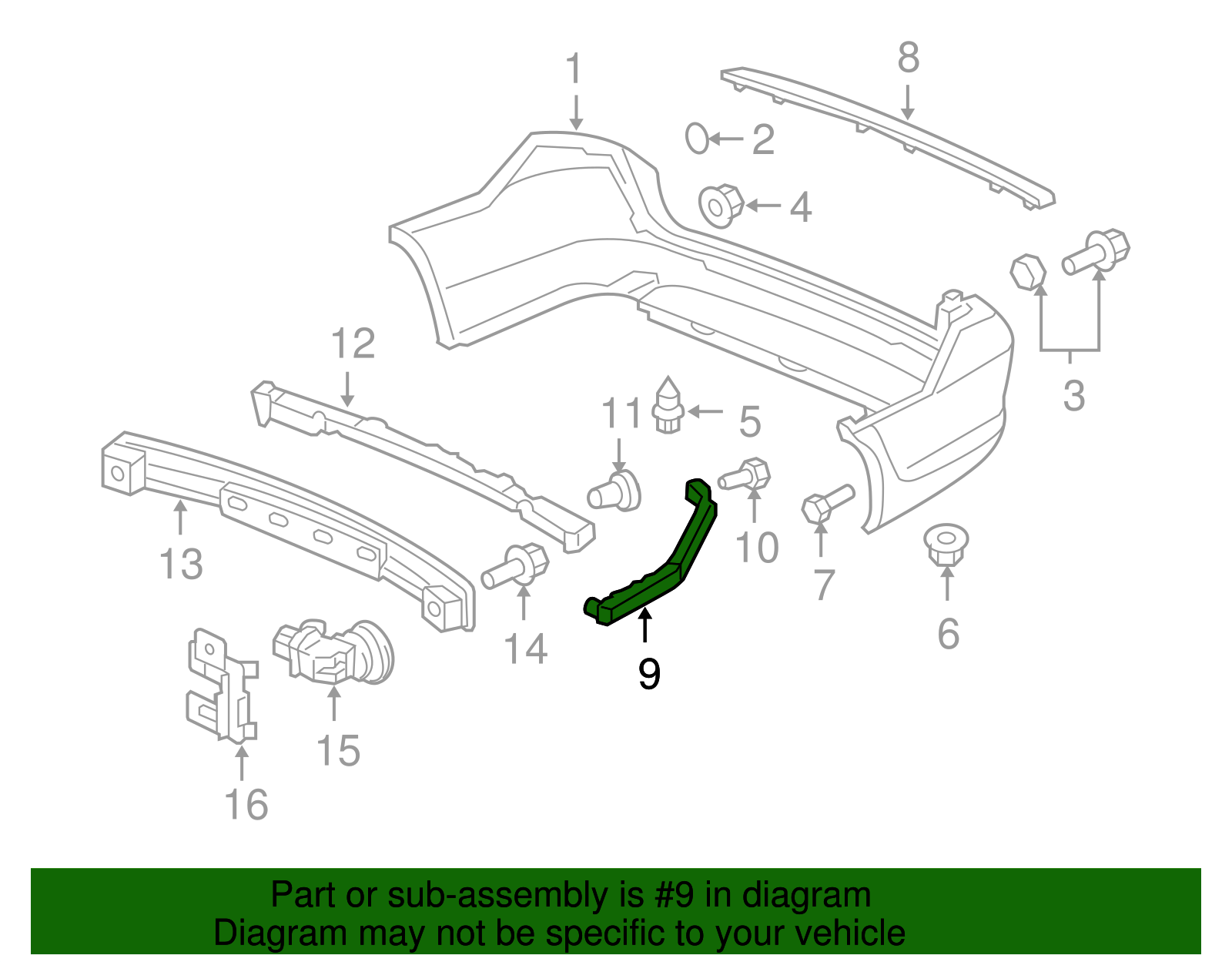 71598-SHJ-A00 - 2005-2010 Honda Odyssey - Spacer L Rear Bumper Side ...
