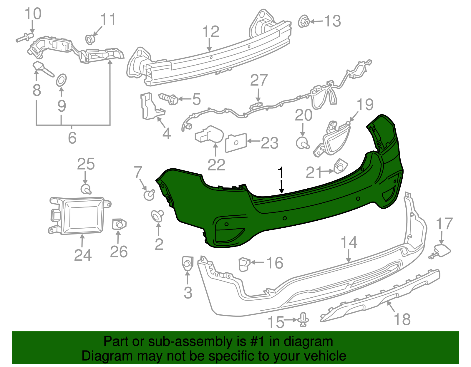 2017-2022 Chevrolet Trax Rear Upper Bumper Cover 42669429 GM ...