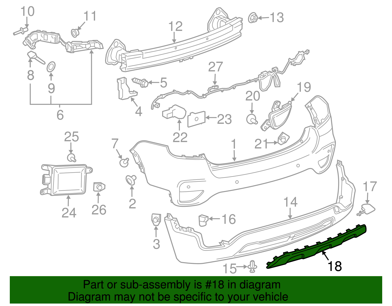 2017-2020 Chevrolet Trax Rear Bumper Fascia Lower Skid Plate 42392750 ...