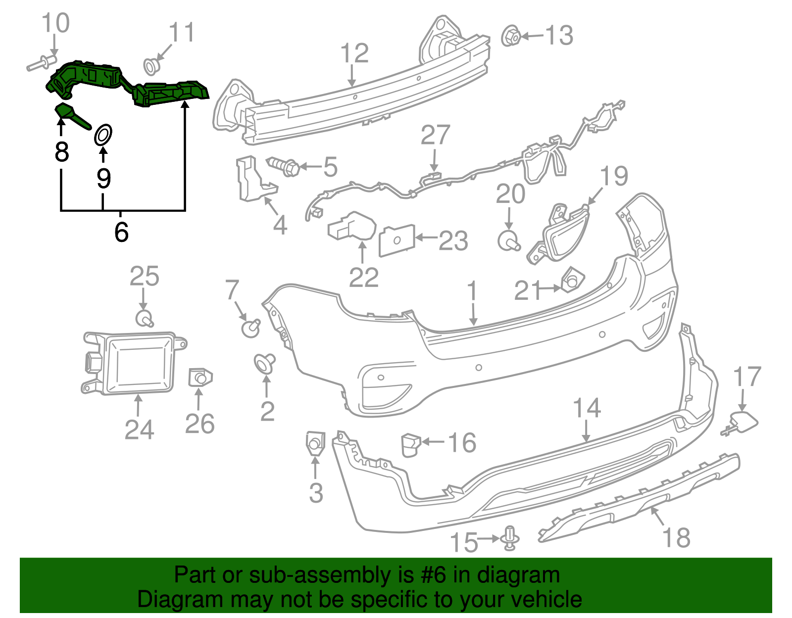 2015-2020 Chevrolet Trax Rear Bumper Fascia Guide 95387174 GM ...