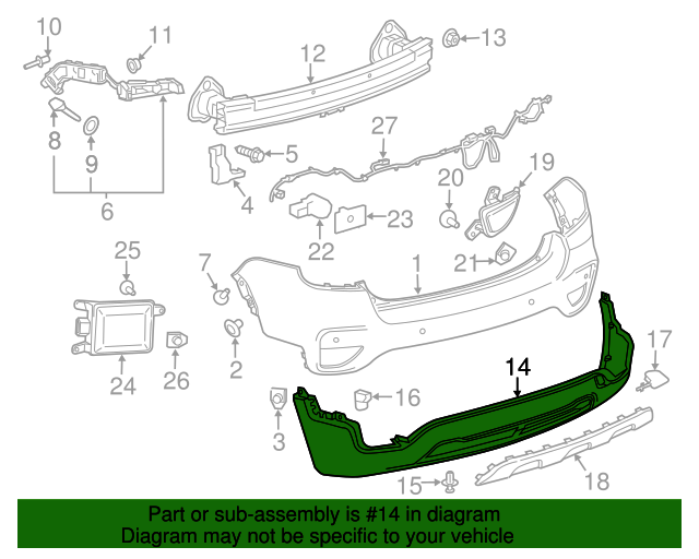 2017-2021 Chevrolet Trax Rear Lower Bumper Cover 42537682 GM ...