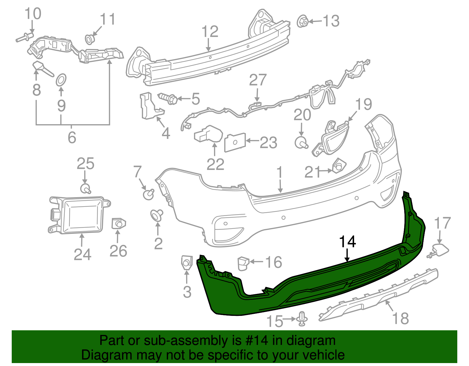 42537680 - Rear Lower Bumper Cover W/O brackets 2017-2021 Chevrolet ...