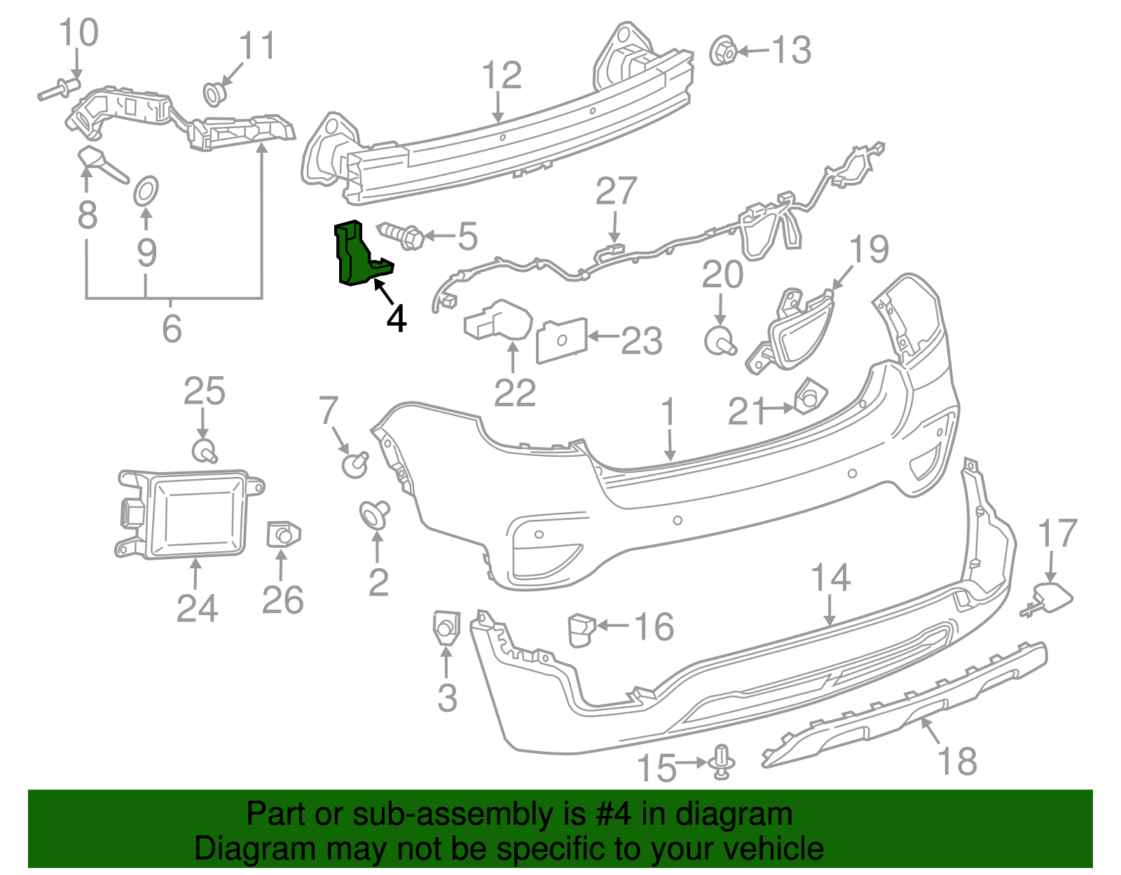95328574 - Rear Bumper Fascia Lower Bracket 2015-2022 Chevrolet Trax ...