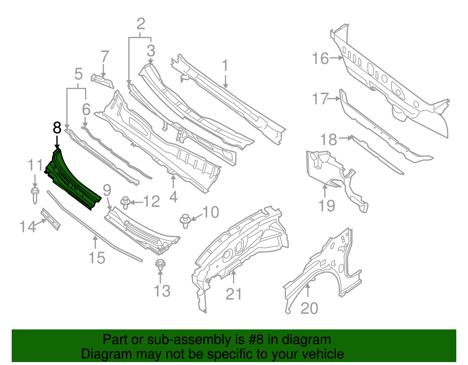 2007-2012 Nissan Sentra Cowl Grille 66810-ET000 | Bill Kay Nissan Parts