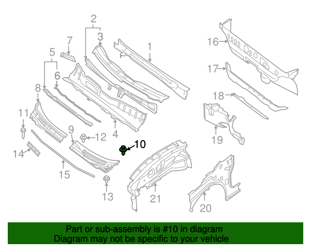 66820-61U00 - Cowl Grille Clip 1995-2012 Nissan | Group 1 Auto Parts