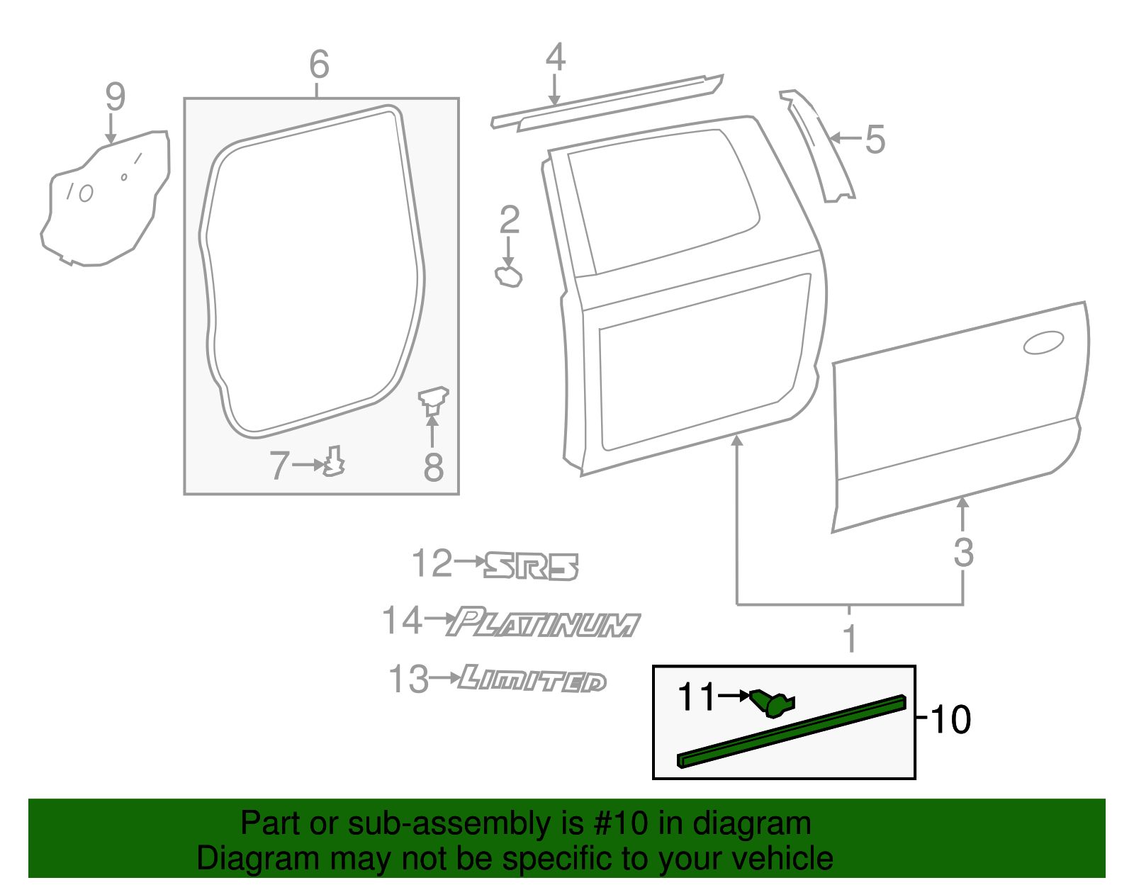 2007-2021 Toyota Tundra Lower Weather-Strip 67887-0C050 | Toyota Parts ...