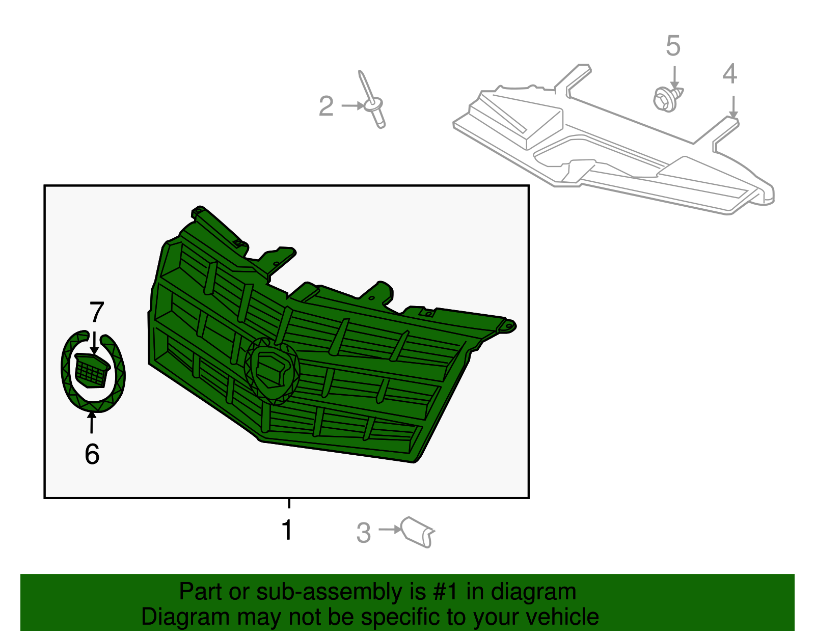 2012-2014 Cadillac CTS Grille, Servicable Component 22738260 ...